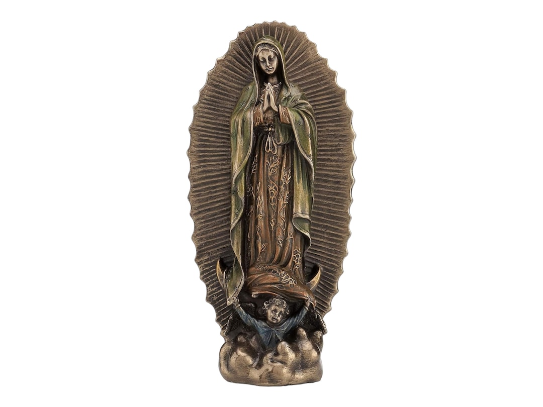 Our Lady of Guadalupe Virgin Mary Cold Cast Bronze & Resin Sculpture ...