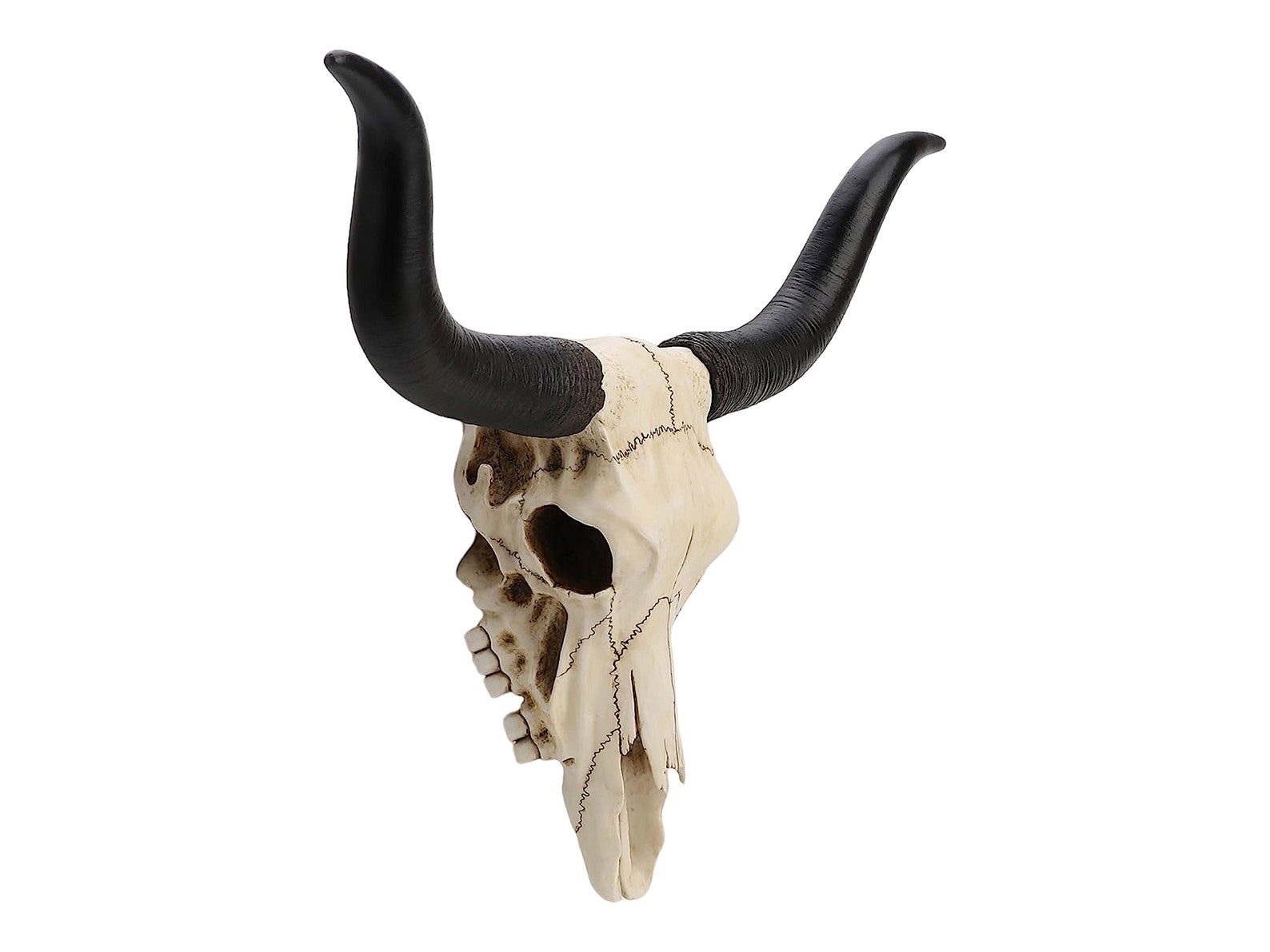 Longhorn Buffalo Head Animal Skull Wall Trophy Bonded Marble Polyresin ...