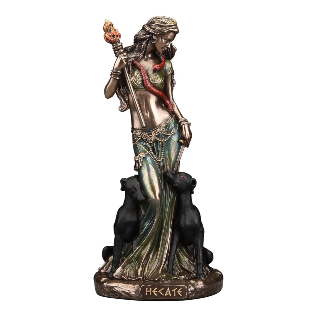 Hecate Hekate Greek Goddess of Magic With Torch and Dog Statue Cold ...