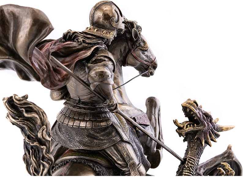 St. George Slaying the Dragon Legendary Medieval Knight Sculpture ...