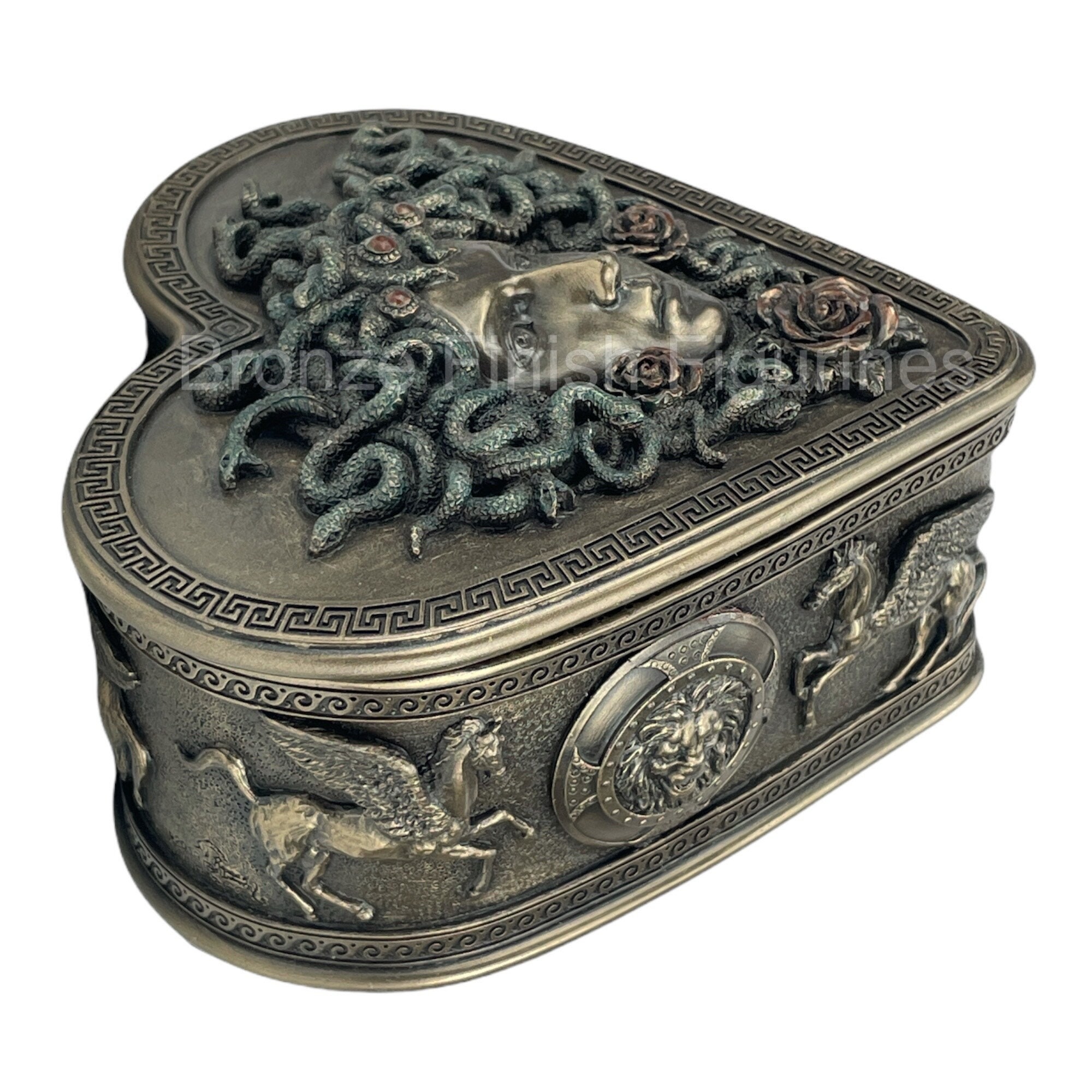 Medusa Head of Snakes Goddess Casket Heart Box Cold Cast Bronze Bronze ...