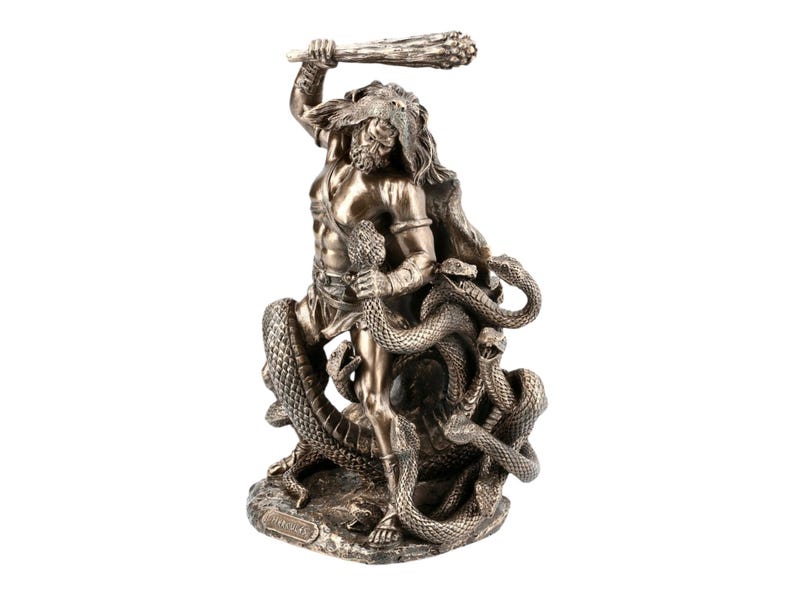 Hercules Slaying Hydra Statue: Cold Cast Bronze Greek Hero Sculpture ...
