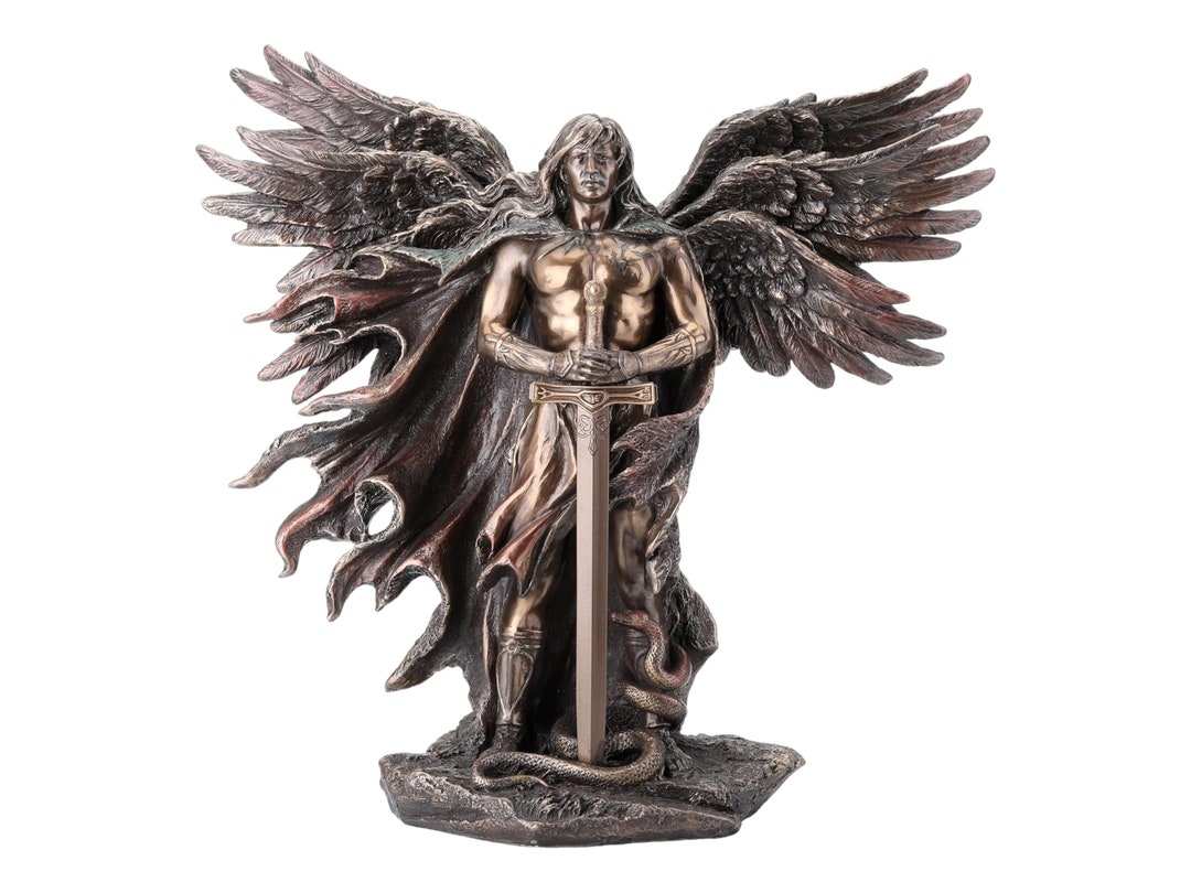 Guardian Angel Statue With Sword and Serpent Cold Cast Bronze & Resin ...