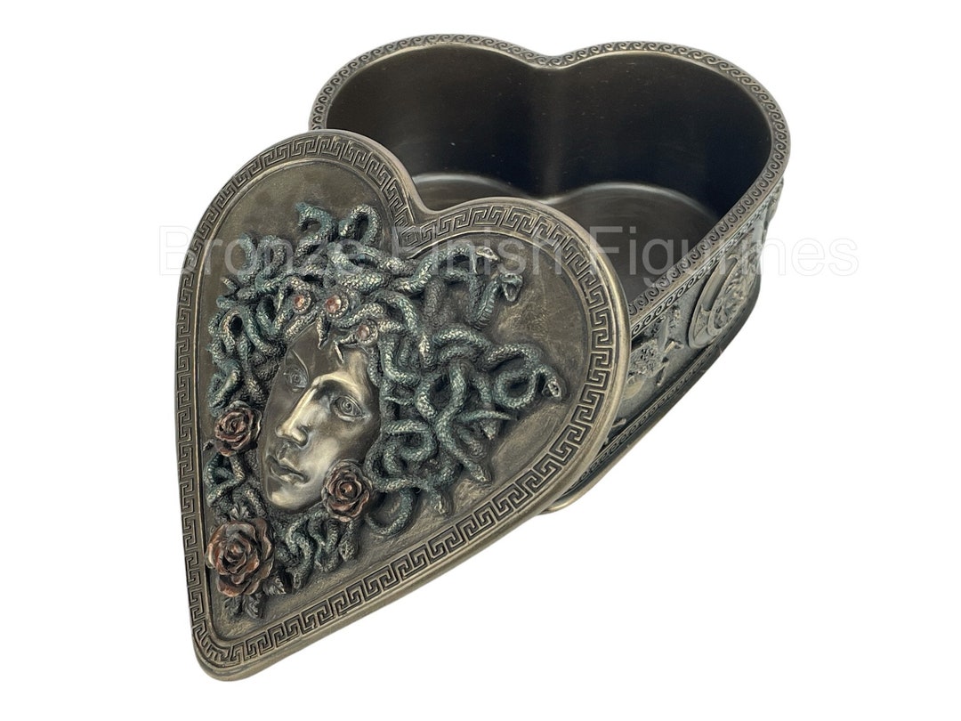 Medusa Head of Snakes Goddess Casket Heart Box Cold Cast Bronze Bronze ...