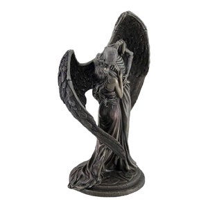 Kiss of Death Antique Winged Skeleton Cold Cast Bronze & Resin Statue ...