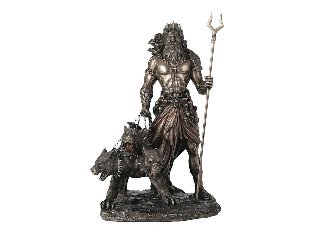 Hades Pluto God of Underworld & Cerberus Statue Cold Cast Bronze and ...