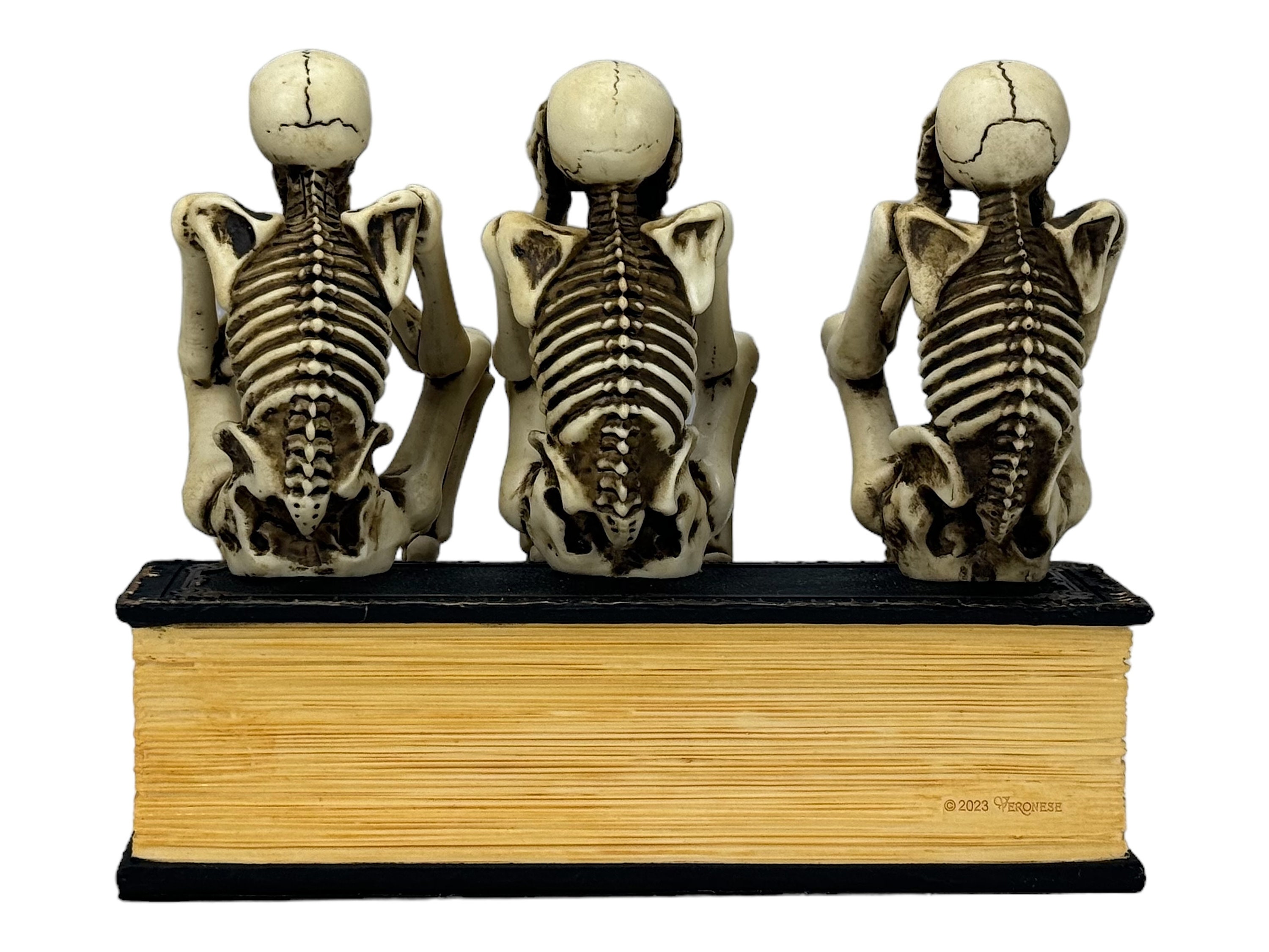 Three Wise Skeletons Statue Sculpture Cold Cast Bronze & Resin Figurine ...