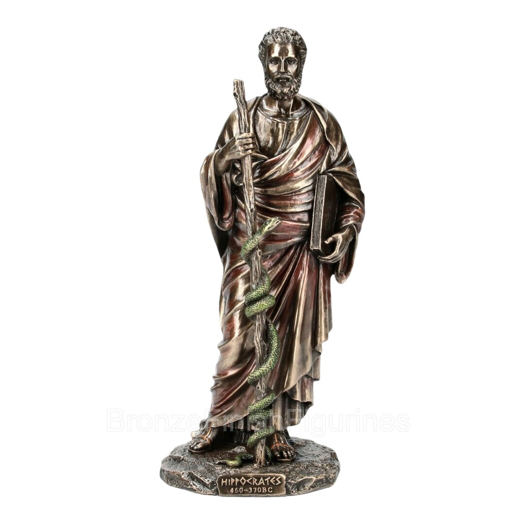 Hippocrates Greek Father of Medicine Holding Book & Staff Bronze ...
