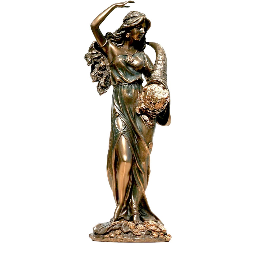 Tyche Luck Fortuna Greek Goddess Statue Sculpture Figurine Bronze ...