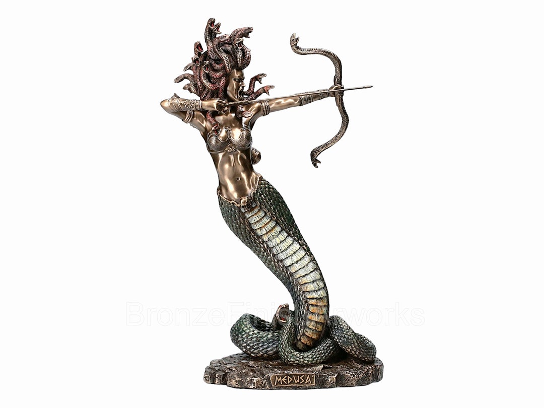 Furious Medusa Shooting Arrow Sculpture Figure Cold Cast Bronze & Resin ...