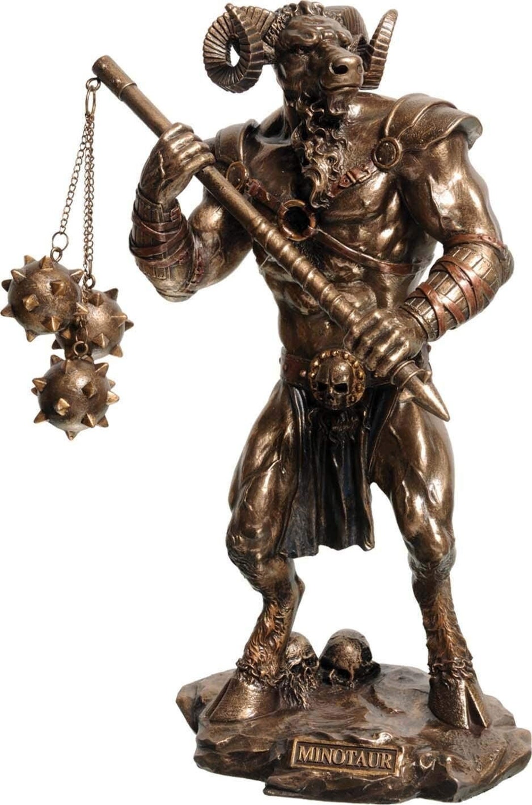 Minotaur Warrior With Triple Ball Chain Mace Bronze Finish Statue ...