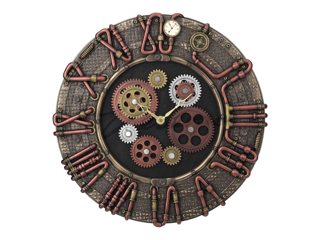 Steampunk Brass Electricity Conduit Wall Clock With Moving Gears - Etsy