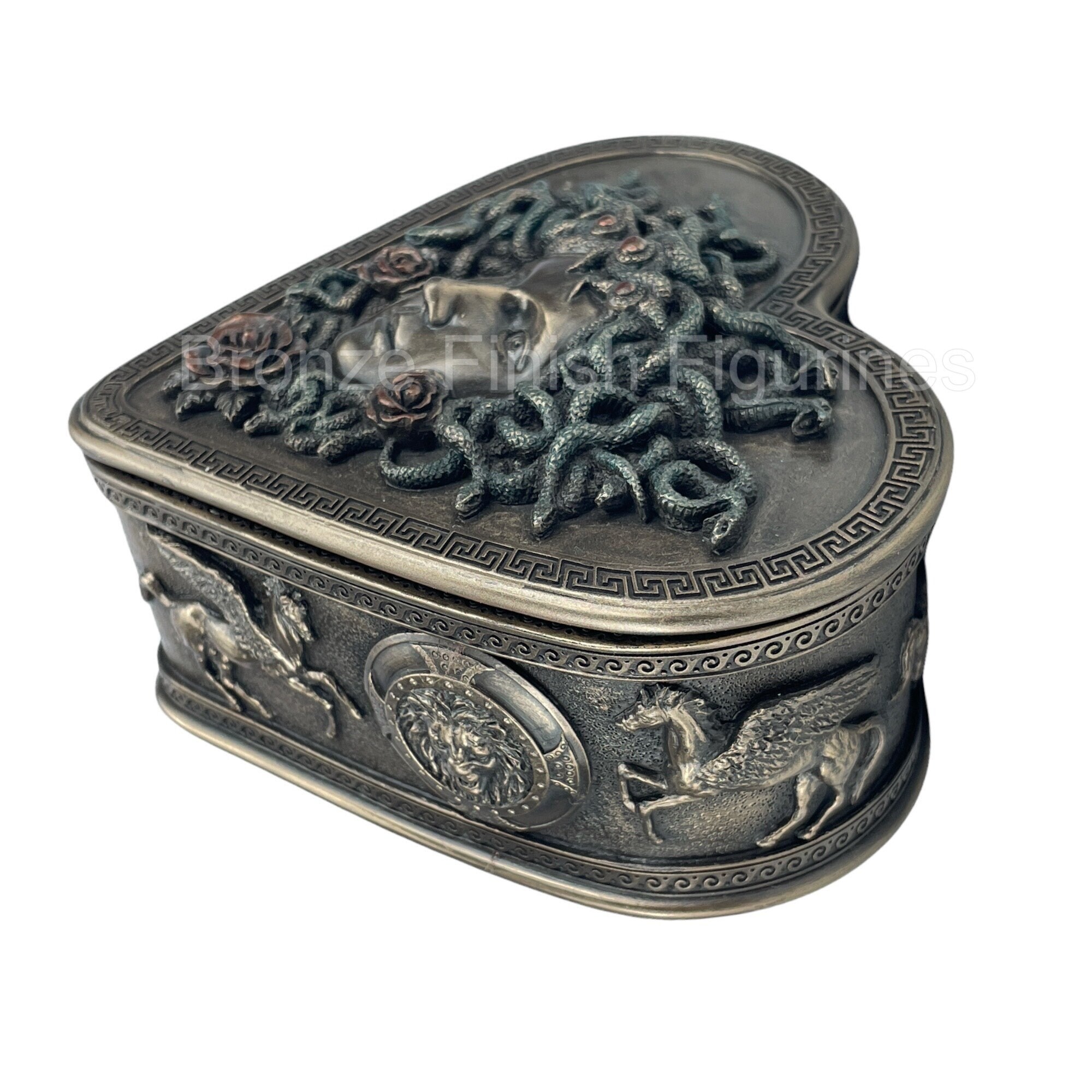 Medusa Head of Snakes Goddess Casket Heart Box Cold Cast Bronze Bronze ...