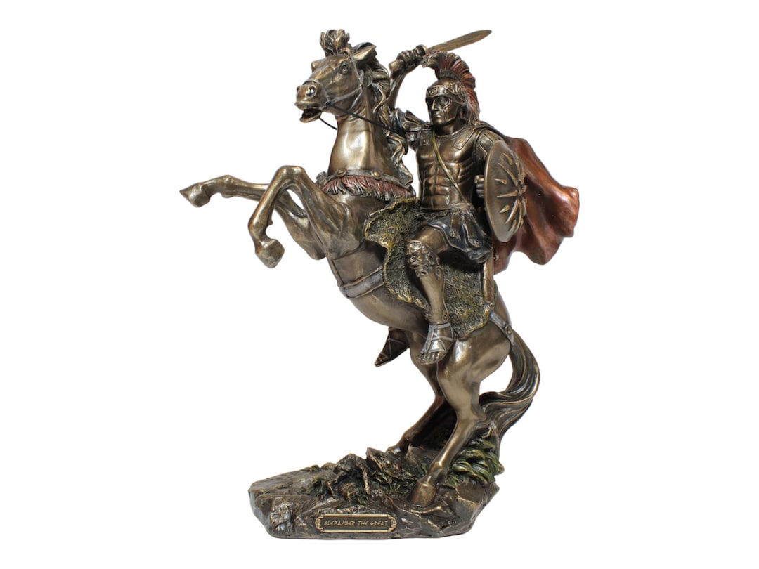 Alexander the Great on Bucephalus Horse Macedonian King Warrior Cold ...