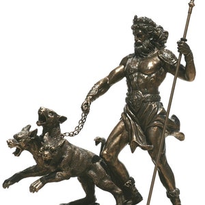Estatua de Hades, Plutón, dios del inframundo y Cerbero, escultura de ...