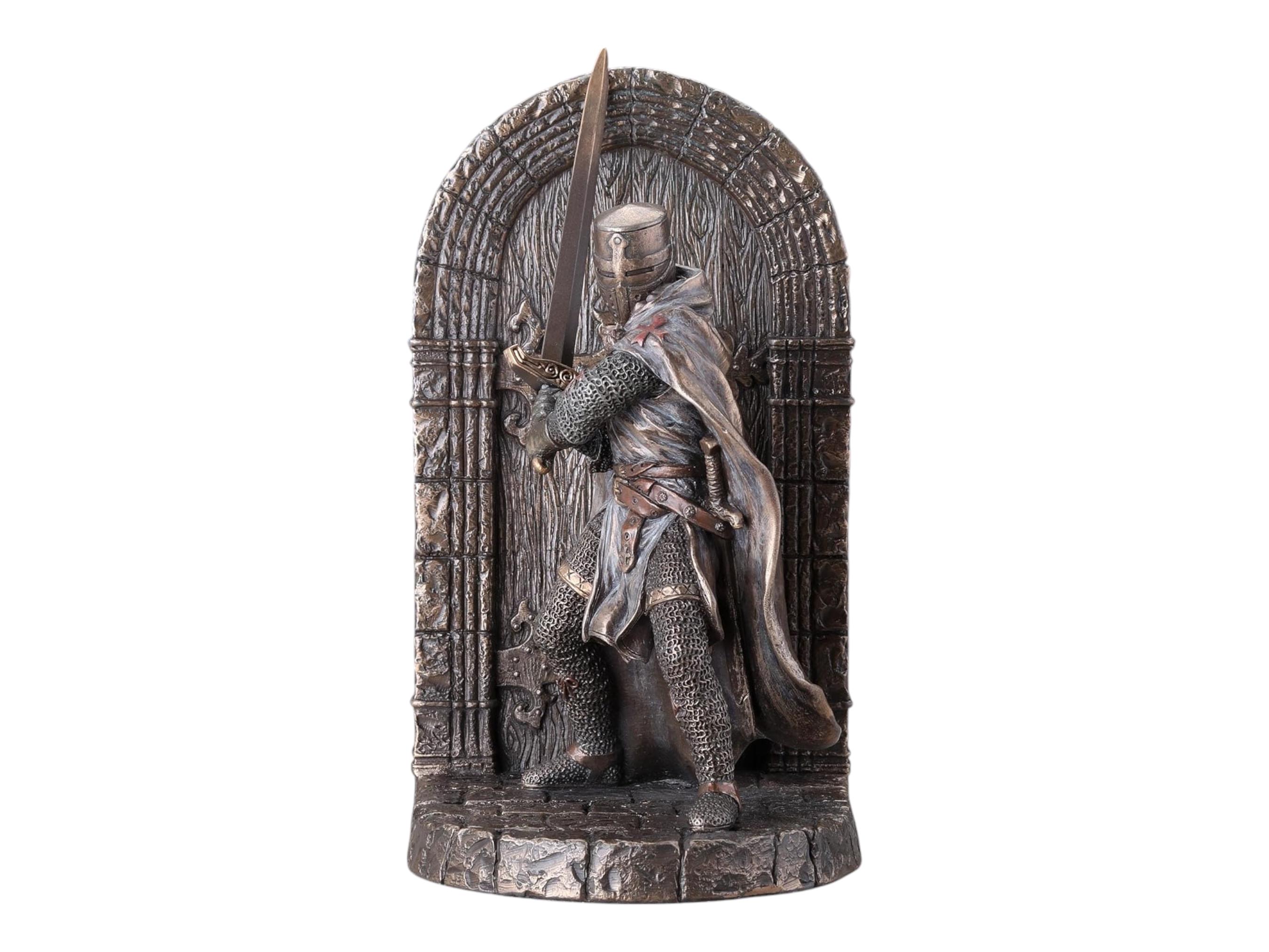 Armored Maltese Crusader Sword Stance Guarding Stronghold Entrance Cold ...