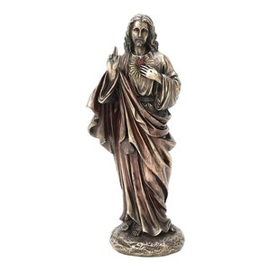 Sacred Heart of Jesus Christ Cold Cast Bronze & Resin Statue Sculpture ...