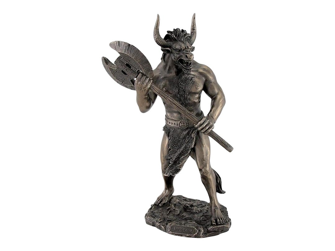 Minotaur Warrior With the Minoan Double Blade Axe Cold Cast Bronze ...