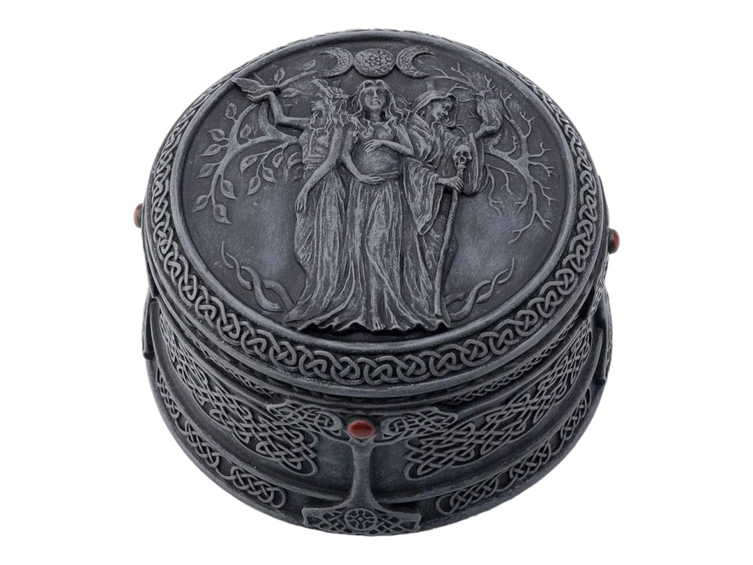 Celtic Triple Goddess Maiden Mother Crone Trinket Box Cold Cast Bronze ...