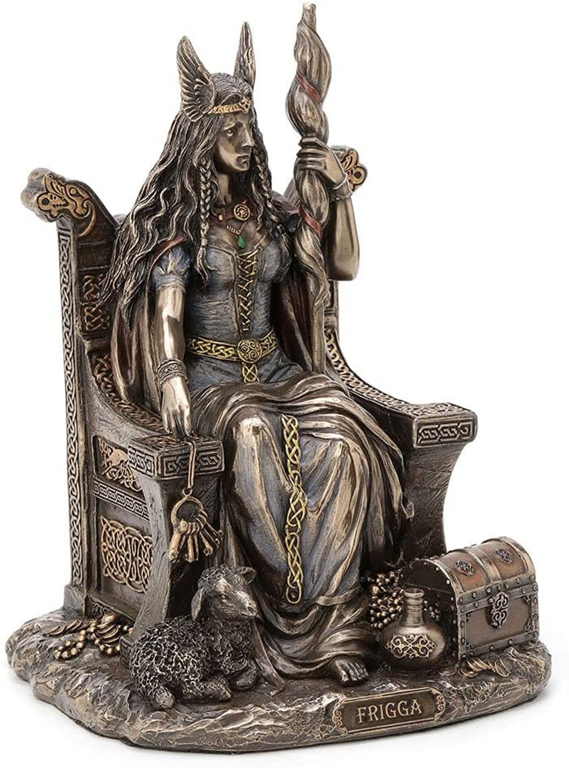 Frigga Sitting on Throne Cold Cast Bronze & Resin Statue - Etsy