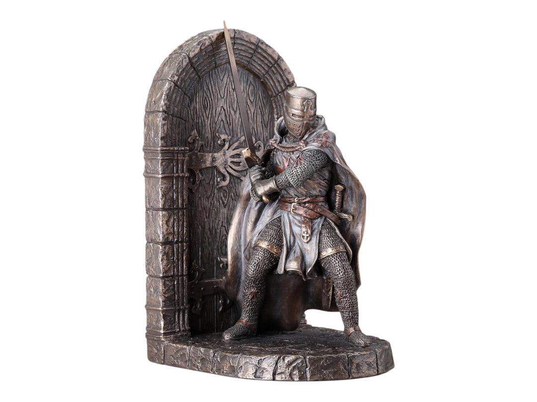 Armored Maltese Crusader Sword Stance Guarding Stronghold Entrance Cold ...