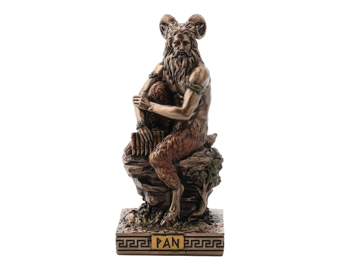 Faun With the Flauts, Greek Statue of a Satyr H 4,5 Inch (11.5cm) Green ...