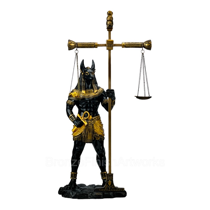 Anubis Weighing the Heart on Scale Cold Cast Bronze & Resin Egyptian ...