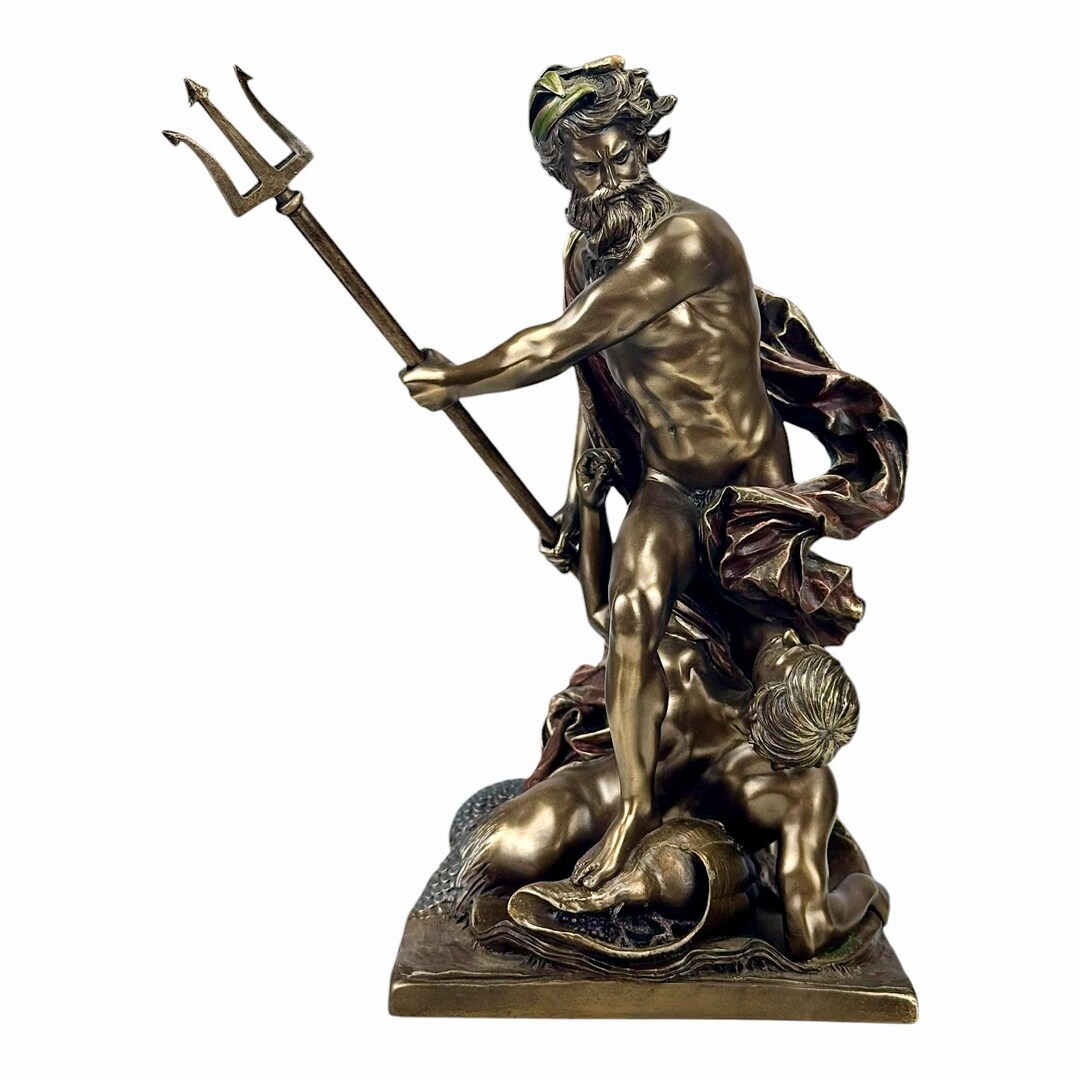 Poseidon Neptune Greek God of Sea Cold Cast Bronze & Resin Statue ...