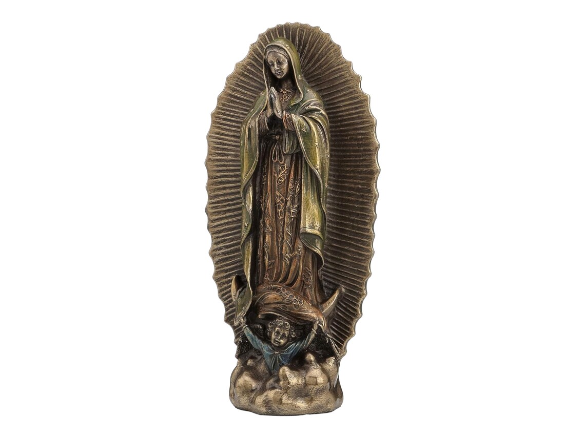 Our Lady of Guadalupe Virgin Mary Cold Cast Bronze & Resin Sculpture ...