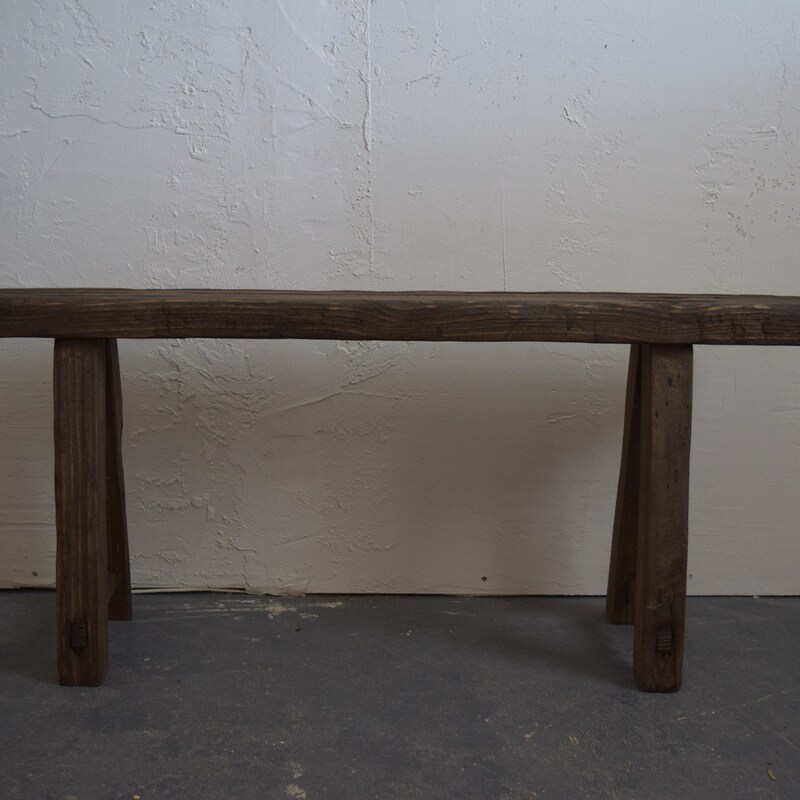 Long Rustic Wood Bench - Etsy