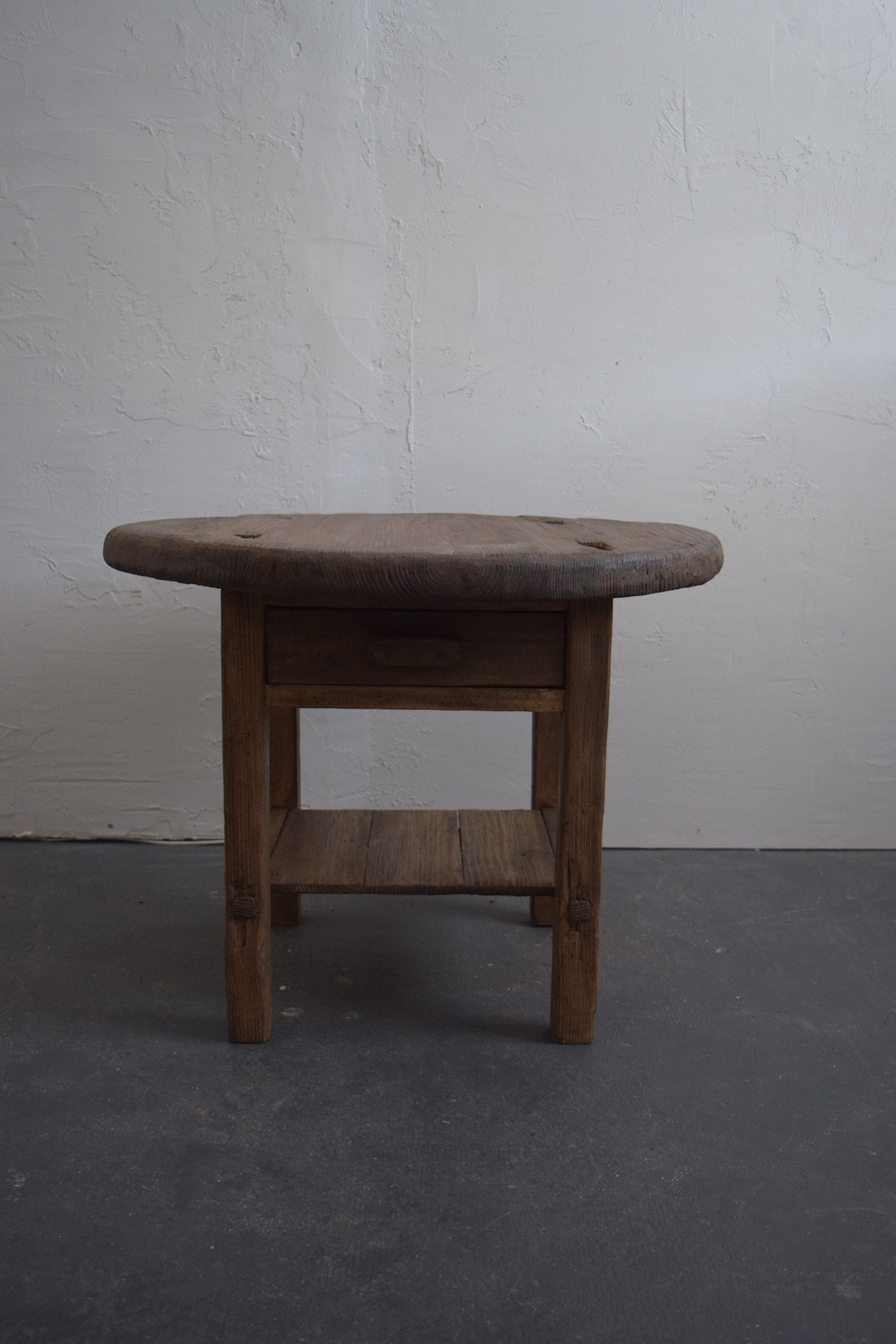 Made to Order: Large Round Accent Table With Drawer and Shelf 30" in ...