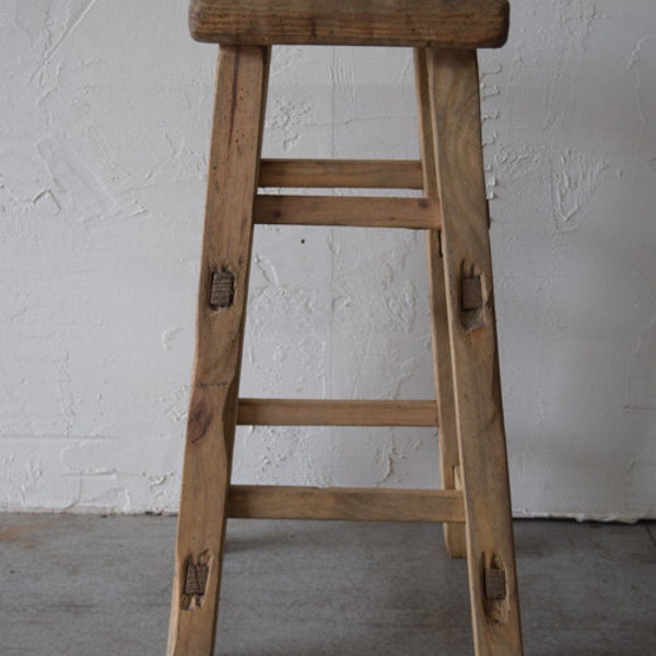 Tall Wooden Antique Stool - Etsy