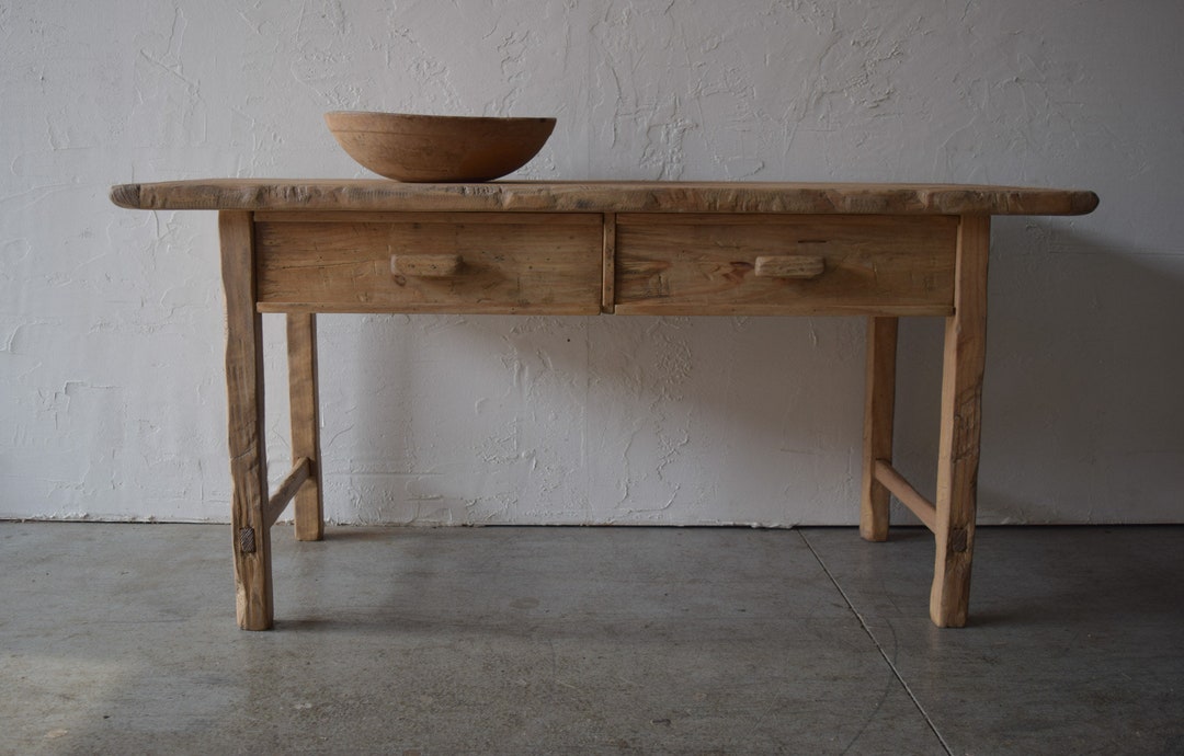 Made to Order: Solid Wood Table W/two Drawers - Etsy
