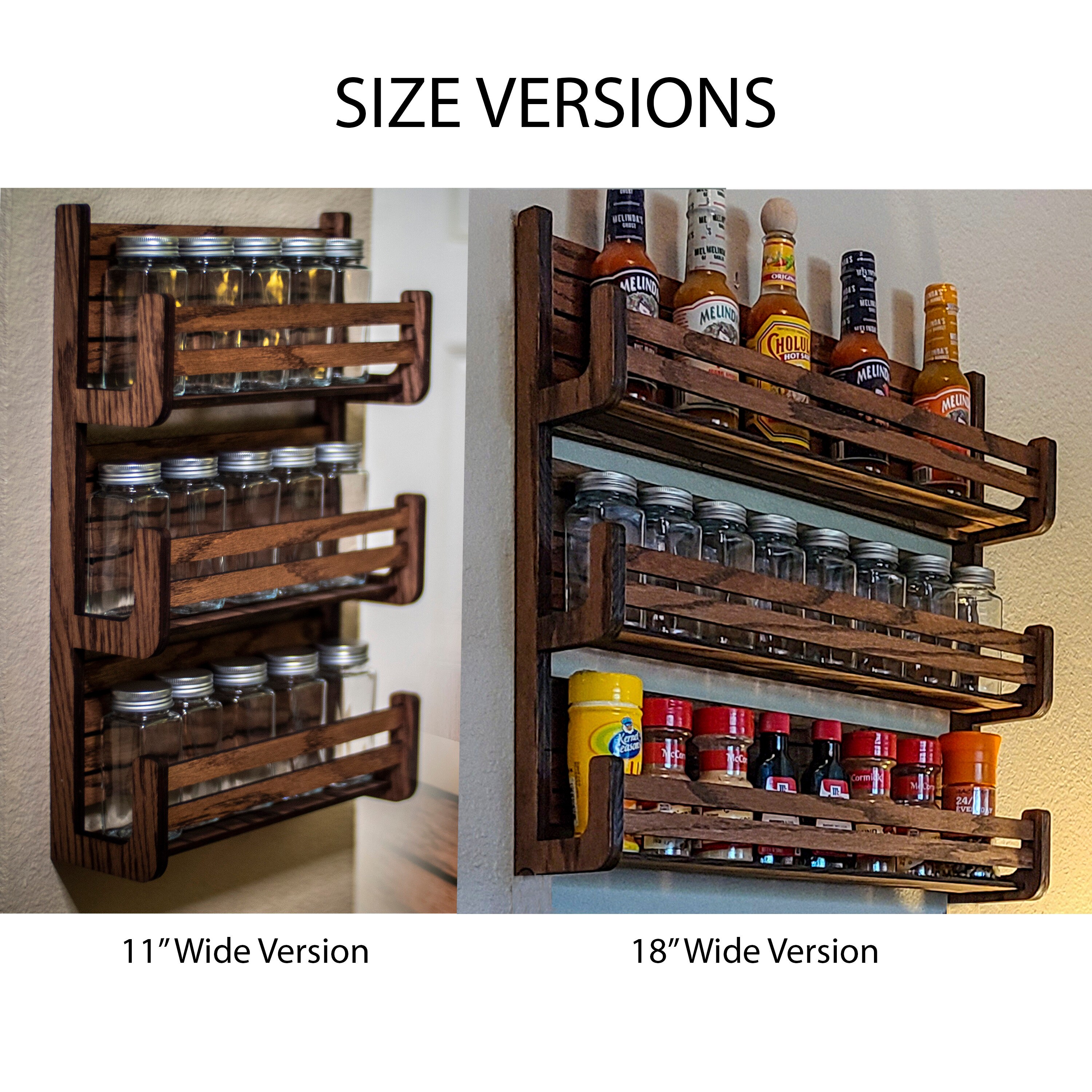 Spice Rack Wood Multiple Options 2 Sizes Versions Storage - Etsy