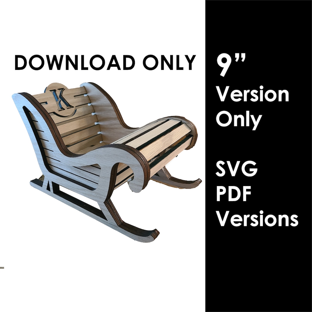 9" Slat Sleigh- Wood Slat Sleigh Cut Files for Lasers - SVG Files, PDF ...