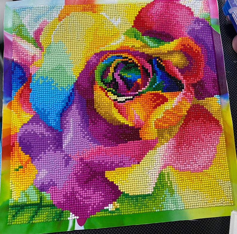 Rainbow Rose Diamond Painting - Etsy