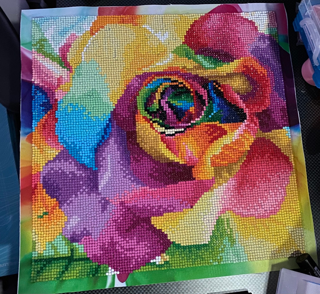 Rainbow Rose Diamond Painting - Etsy