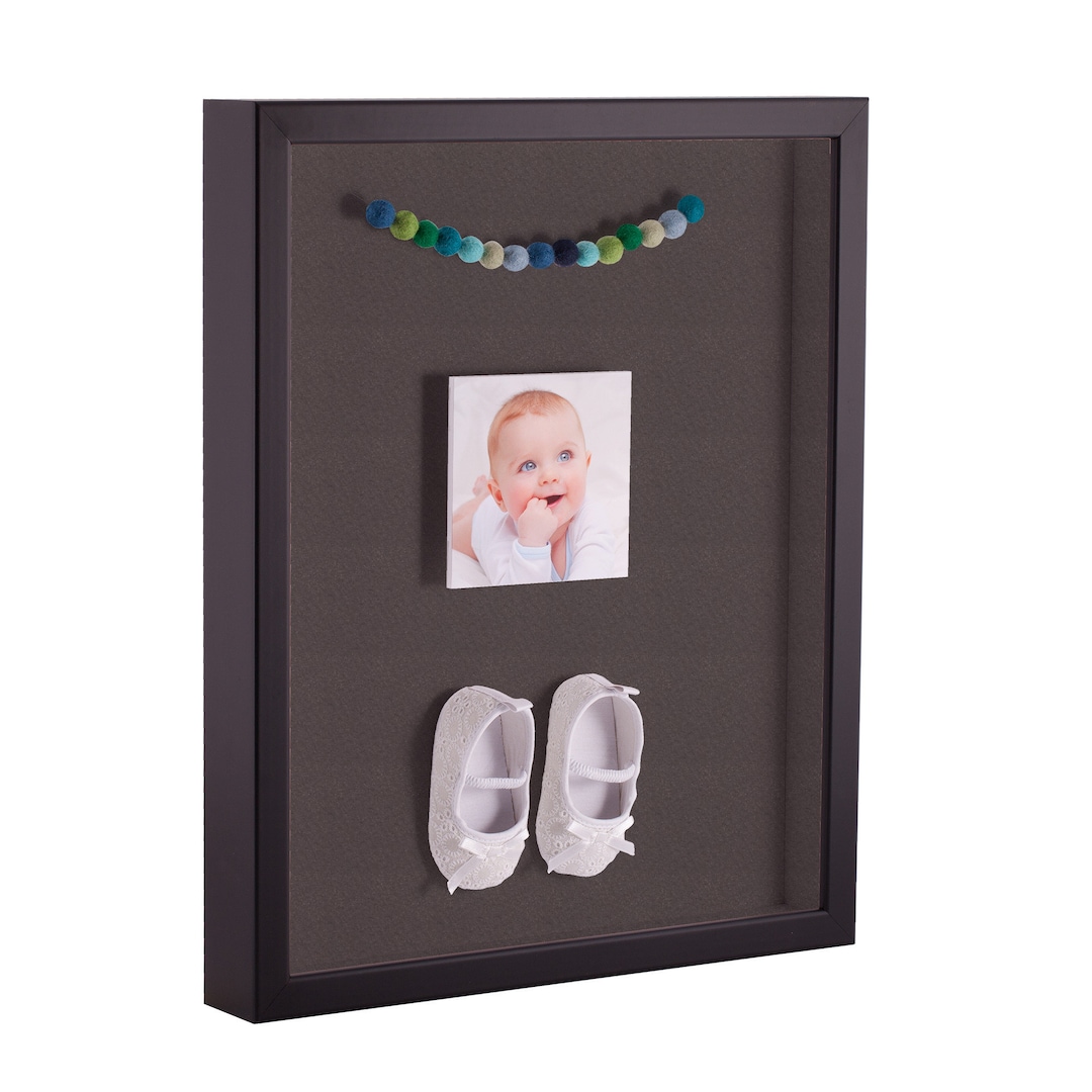 Keepsake Shadow Box, Black Shadowbox, Modern Case Frame, Wooden Memory ...