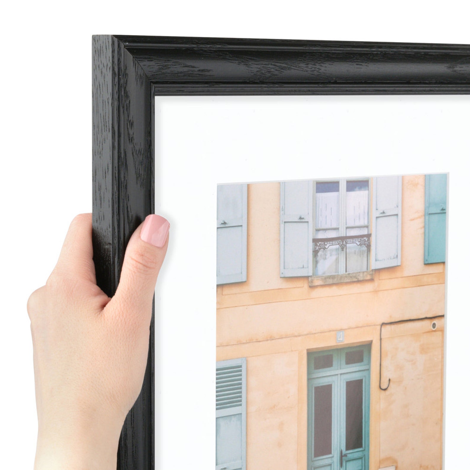 16x22 Matted Frame, 16 by 22 Inch Frame, Wooden Photo Frame, Black Wood ...