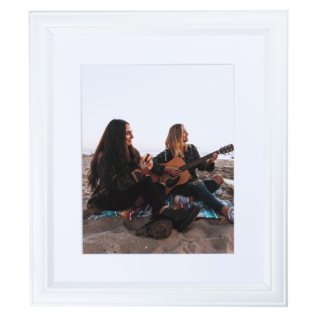 20x24 Inch Classic White MDF Picture Frame Matted With 2 Inch Single ...