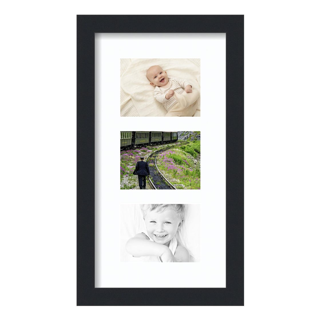 Arttoframes 4 4x5.5 Opening Collage Picture Frame With Satin Black MDF ...