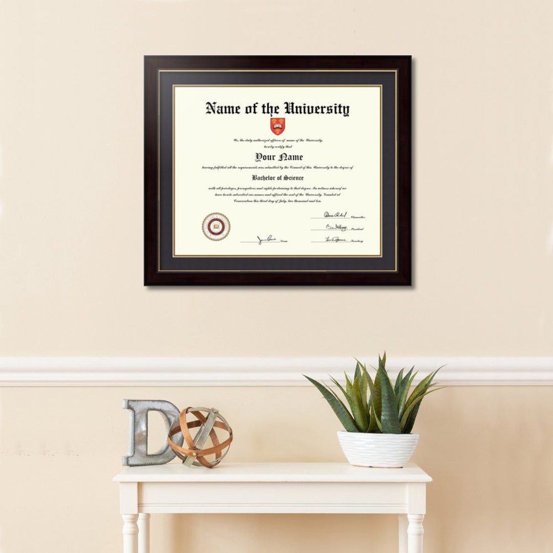 College Diploma Frame, Graduation Certificate Holder, Mahogany Frame ...