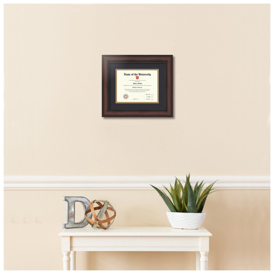 7x9 Diploma Frame - Framed in Various Options With Black and Gold Mats ...