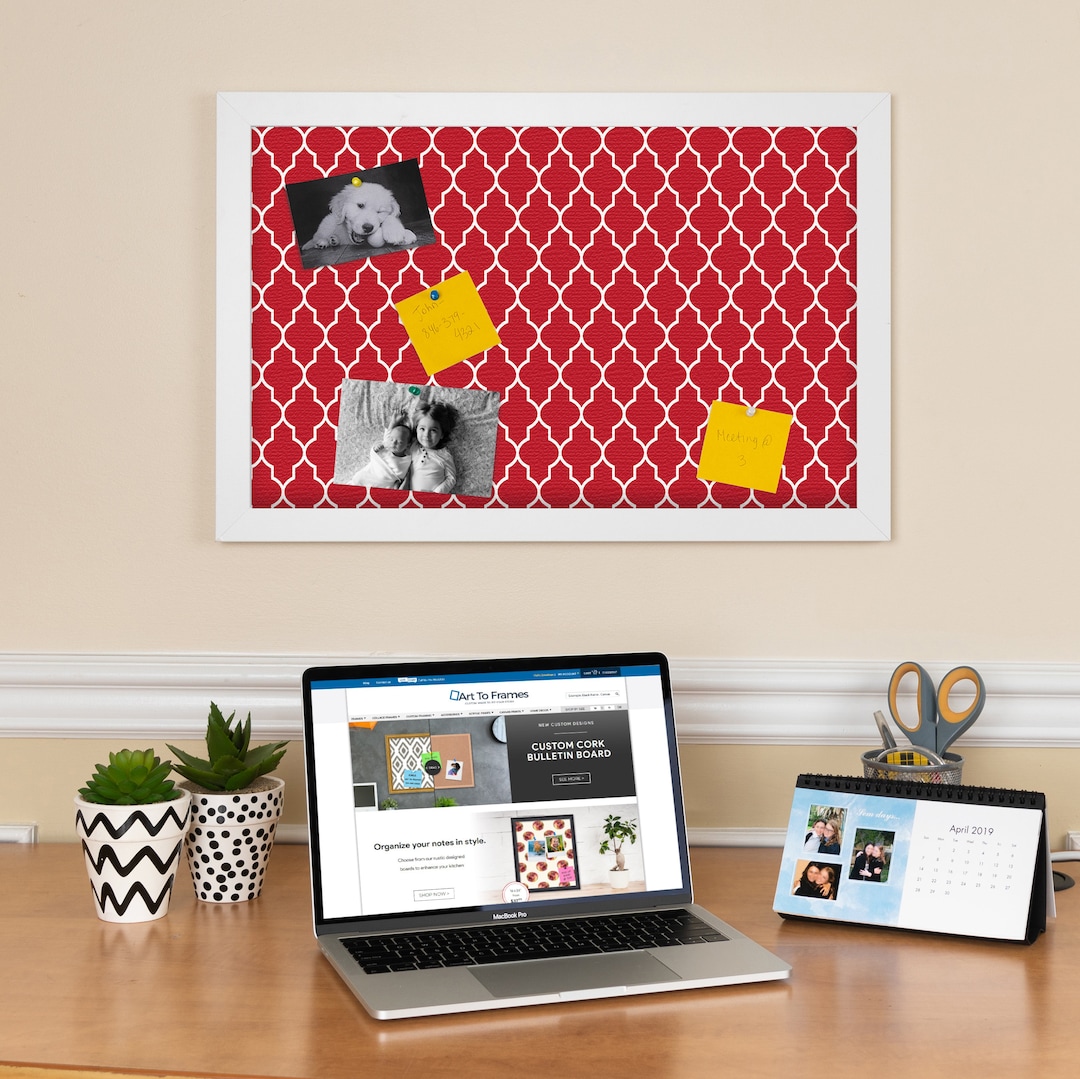 Red Cork Board, Decorative Cork Board, Girl Pin Board, Framed Message ...