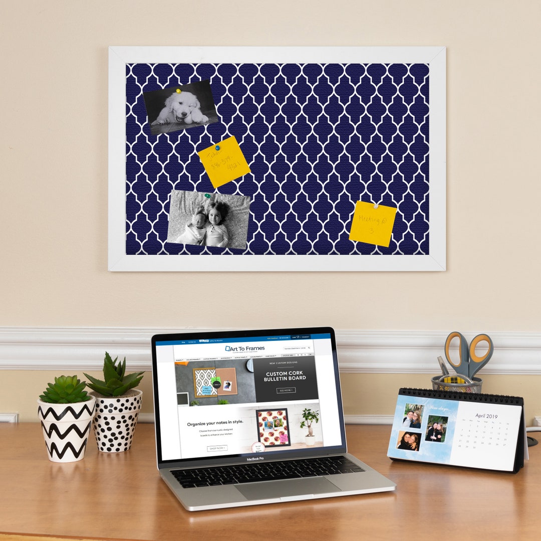 Dark Blue Cork Board, Corkboard With Frame, Navy Pin Board, Decorative ...