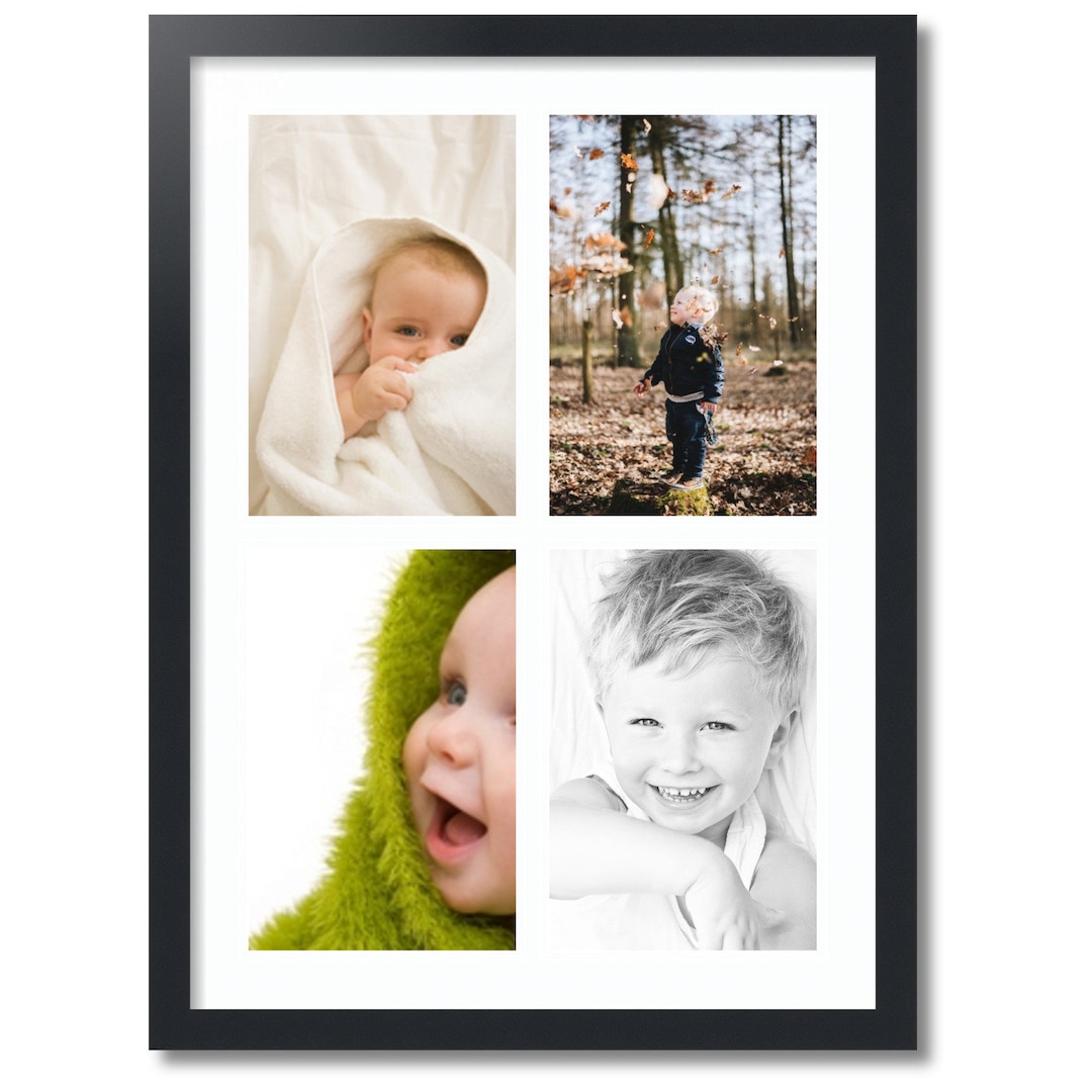 Four Openings Frame, 4 8x12 Photo Frame, Collage Frame, Black Picture ...