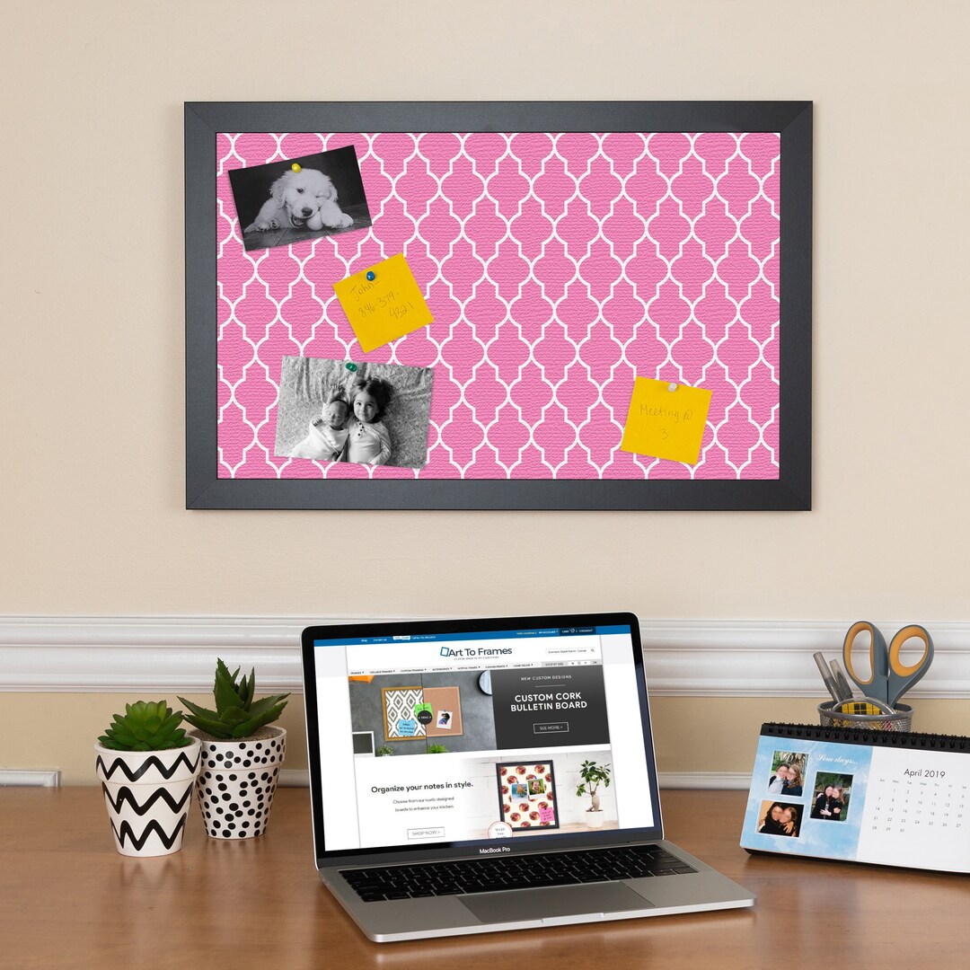 Pink Cork Board Bulletin Board Decorative Cork Board Framed Pin
