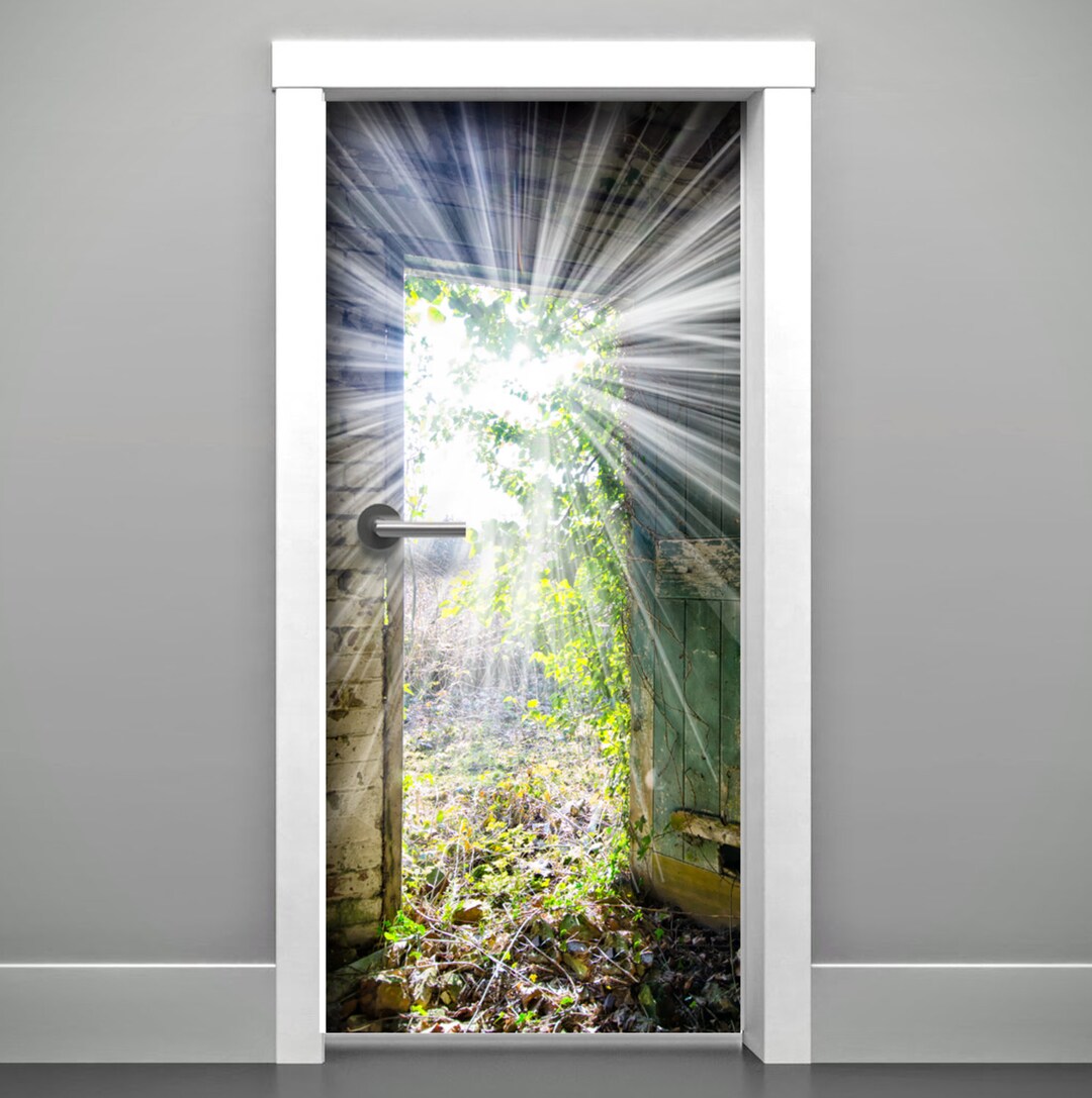 Sunny 3D Door Decal, Nature Vinyl Door Sticker, Door Mural Peel and ...