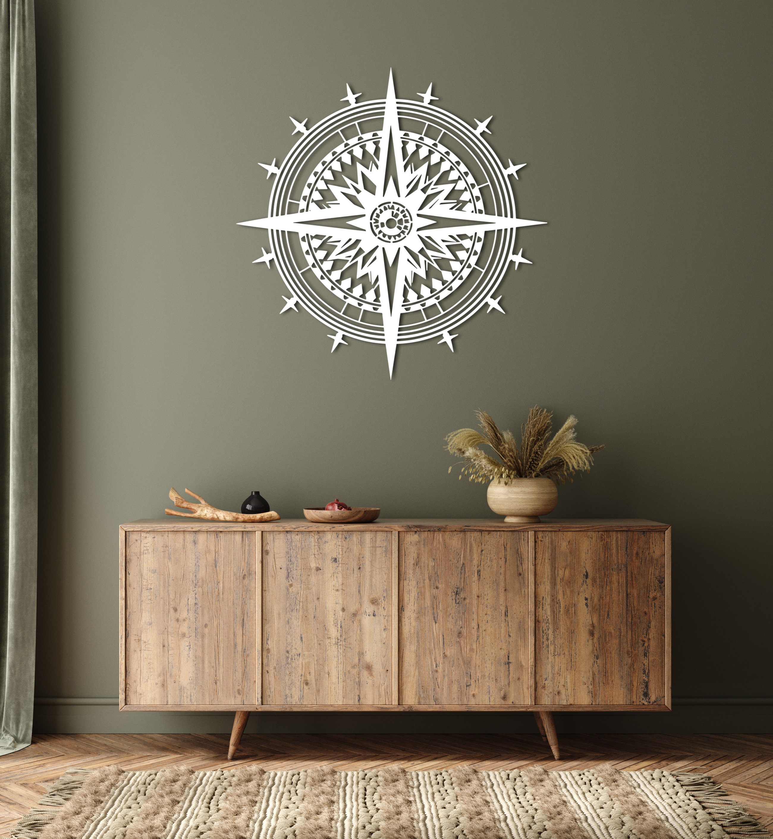 Compass Wall Decor, Large Wall Art, Lux Modern Living Room Decor ...