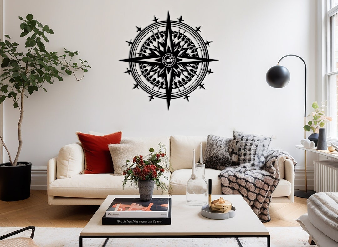 Compass Wall Decor, Large Wall Art, Lux Modern Living Room Decor ...